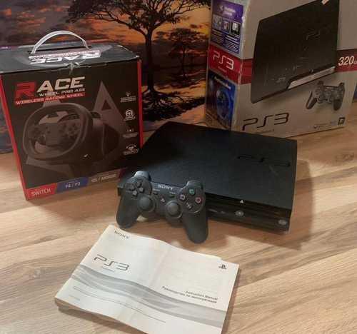 Ps3 slim 320gb 30игр руль и геймпад