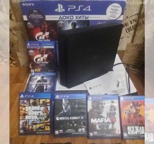 Sony playstation 4 500gb + 7 игр чек коробка