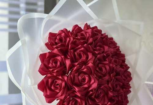 Букет роз, цветы из лент