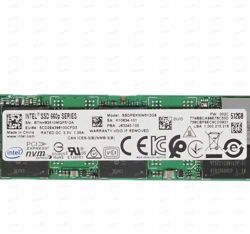 Intel NVMe SSD 660p Series 512Gb (ssdpeknw512g8)