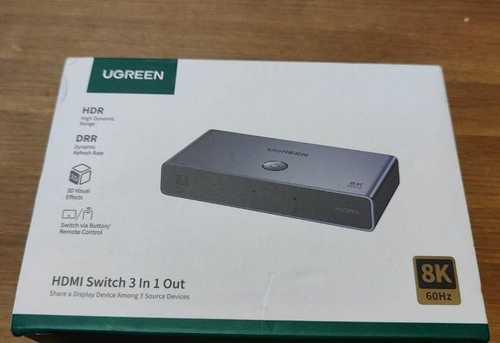 Ugreen hdmi 2.1 switch 3 in 1 out 2 переключатель