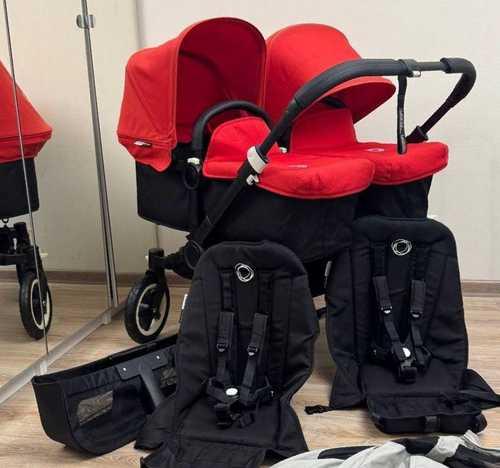 Коляска для двойни bugaboo donkey 2/1 red