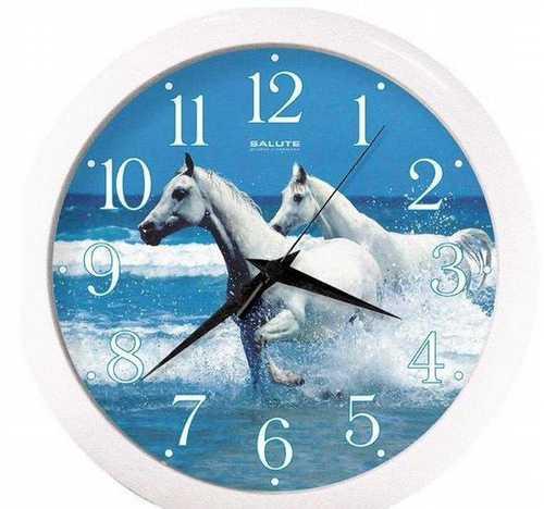 Часы настенные П - Б7 - 310 белые лошади, Салют