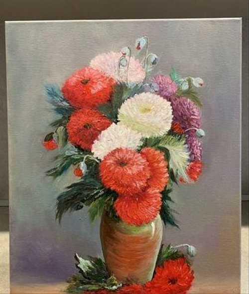 Картина маслом Хризантемы цветы