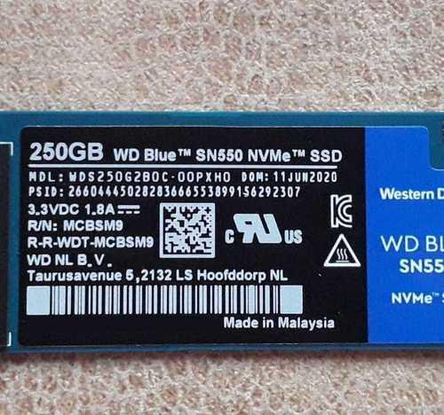 2 SSD Western Digital WD Blue 250 гб M.2 NVMe 250G