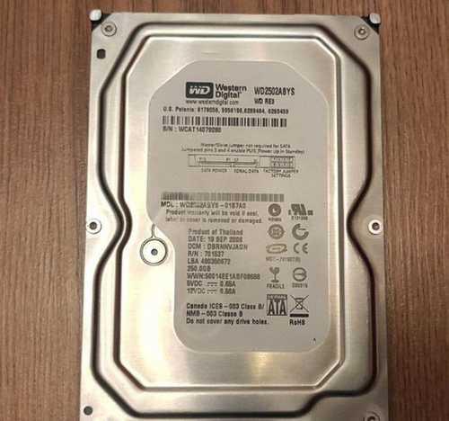 Жесткий диск 250 Gb 7200 RPM