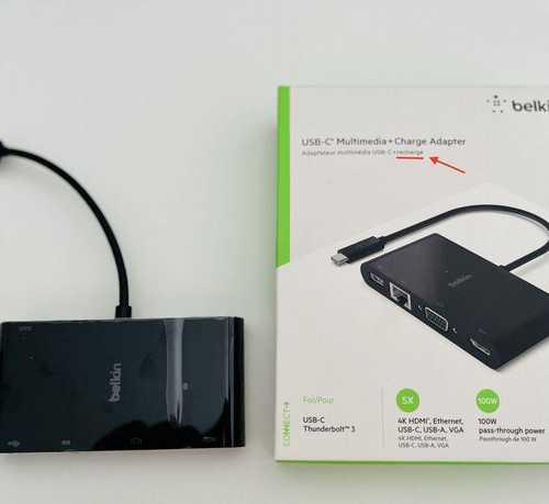 Адаптер Belkin USB-C Multimedia + Charge Adapter