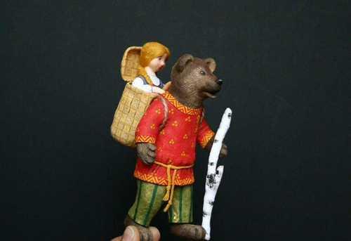 Ватная ёлочная игрушка Маша и медведь