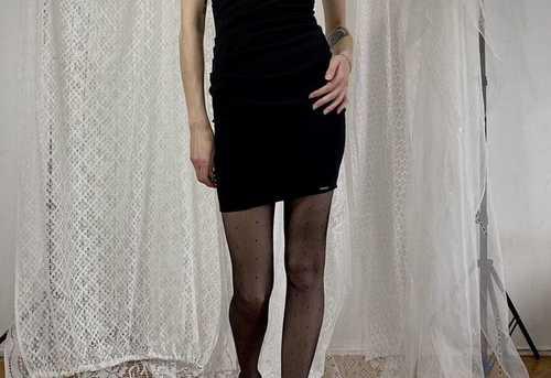Черное платье футляр xs со сборками италия