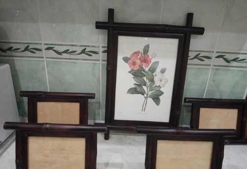 Набор рамок со стеклом из бамбука,цвет венге