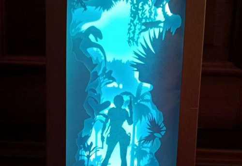 Лайтбокс 3D, картина с подсветкой, Лара Крофт
