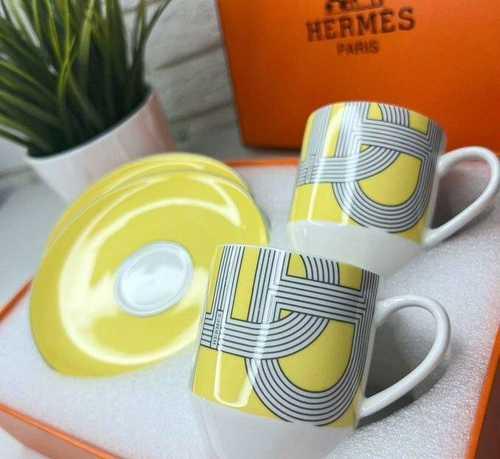 Чайная пара hermes жёлтая lux