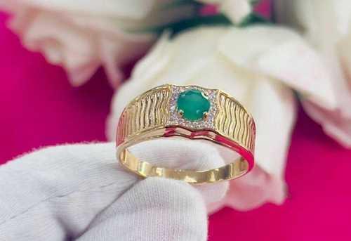 Золотое кольцо с хризопразом 585