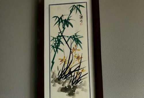 Панно картина акварель восток ростки бамбука