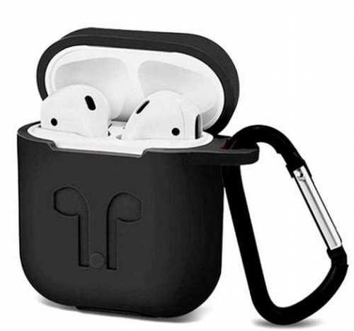 Чехол для AirPods Silicon Case 1/2 (Чёрный)