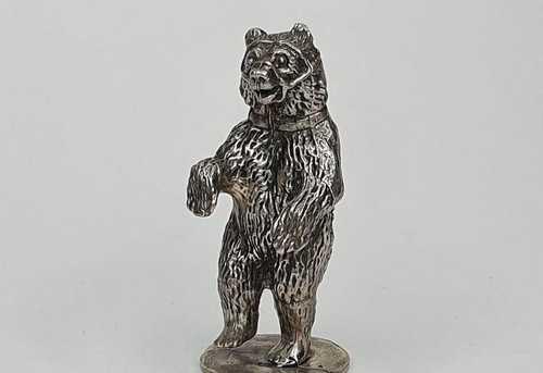 Статуэтка - миниатюра "Цирковой медведь". Серебро