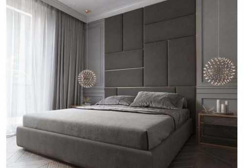 Мягкие стеновые панели с кроватью