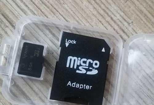 Карта памяти MicroSD 8гб + адаптер