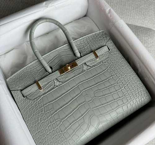Сумка Hermes birkin 25 aligator may gris neve