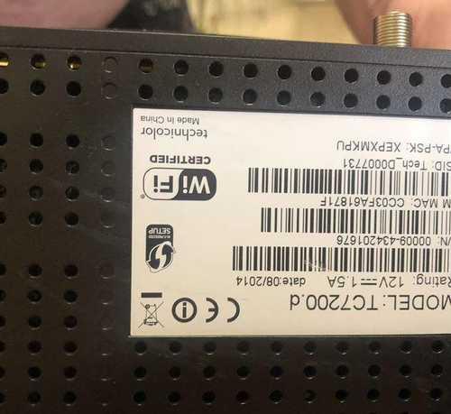 Wifi роутер Technicolor TC7200