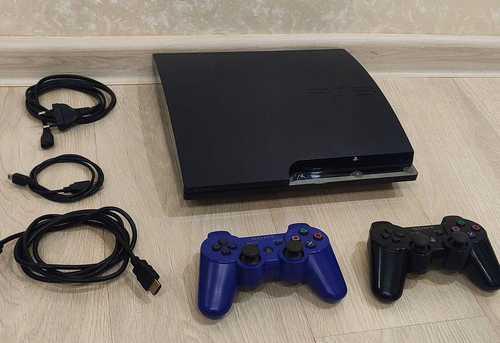 Прошитая Sony PS3 Slim 320GB + 2 геймпада + 45 игр