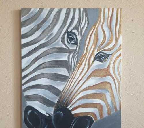 Интерьерная картина на холсте "зебры"