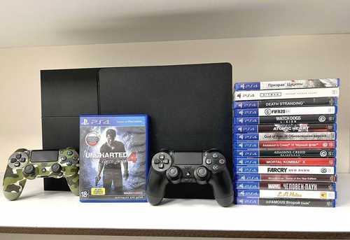 PS4 fat slim pro на 1000гб с кучей игр