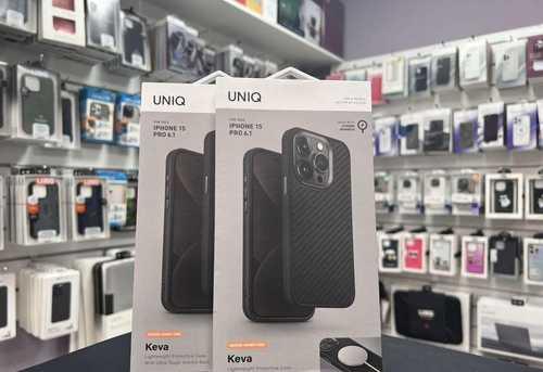 Чехол Uniq keva Kevlar Black MagSafe iPhone 15 Pro