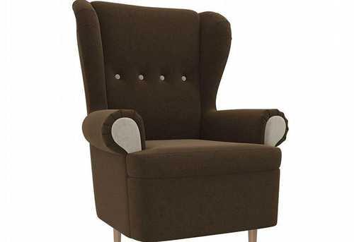 Мягкое кресло Торин, микровельвет коричневый/бежев