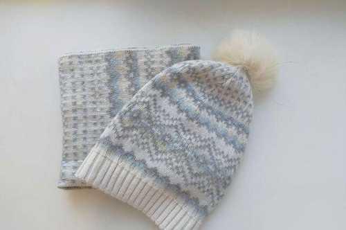 Шапка + шарф зимний комплект женский
