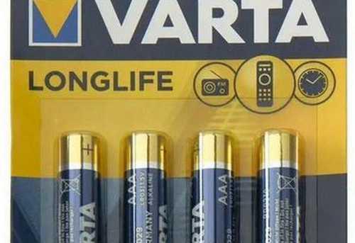 Батарейка алкалиновая Varta LongLife, AAA, LR03-4B