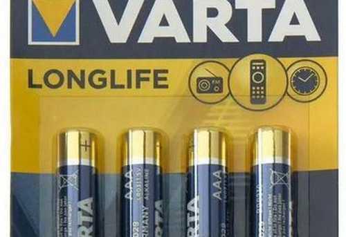 Батарейка алкалиновая Varta LongLife, AAA, LR03-4B