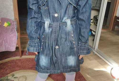 Пальто для девочки джинсовое в носке минимум