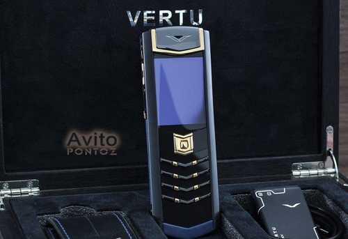 Vertu Signature S Design Black Gold синяя кожа