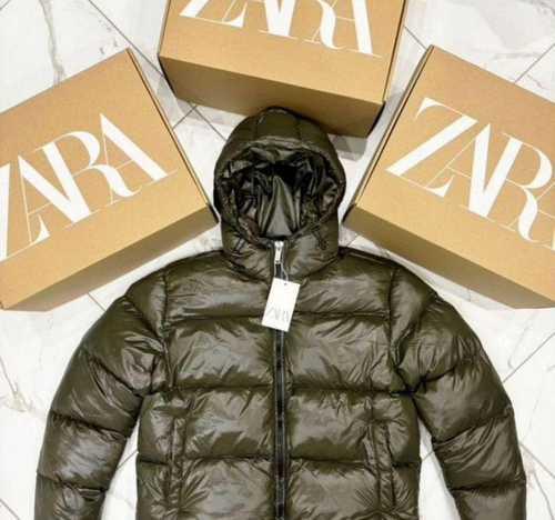 Пуховик Zara зеленый