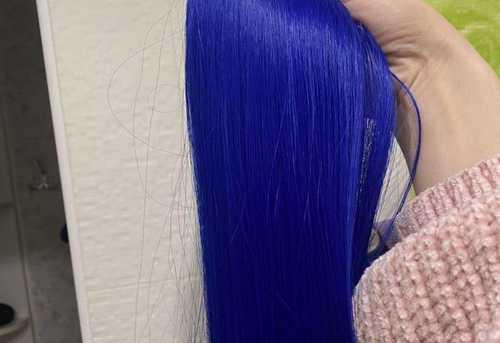 Волосы биопротеиновые синие 70 см