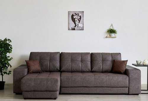 Угловой диван boss 3.0 XL велюр Alkantara серый