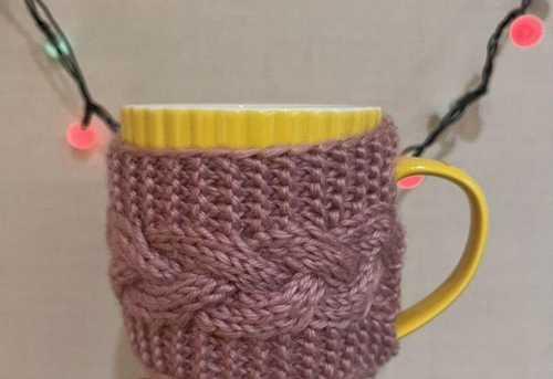 Вязанный чехол свитер на чашку