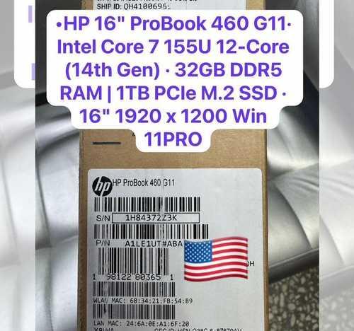 Hp probook 460 g11 16/ i7 155U/32/1TB
