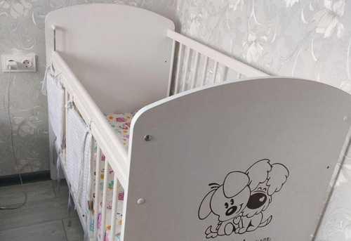 Кроватка детская для новорожденных, с ящиком снизу