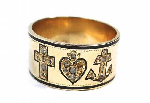 Антикварное золотое кольцо Вера Надежда Любовь