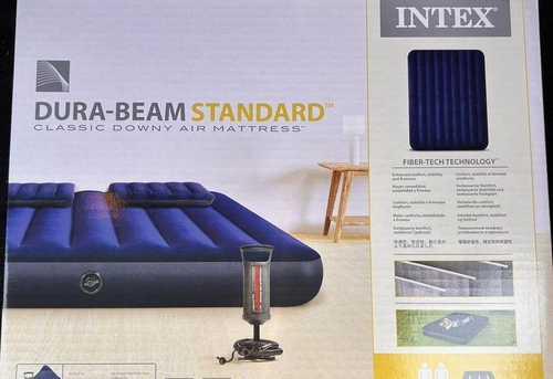 Надувная кровать с насосом и подушками intex новый