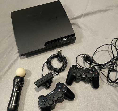 PS3 slim 320gb   2 джойстика   камера   мув