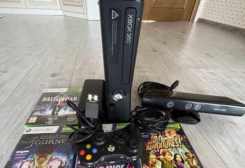 Xbox 360S + гемпад+ kinect+диски