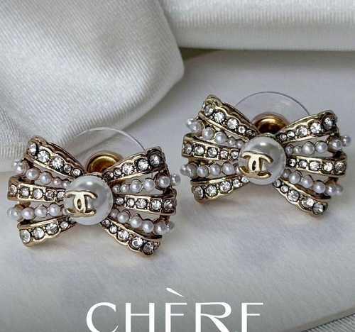 Серьги пусеты Chanel бантики