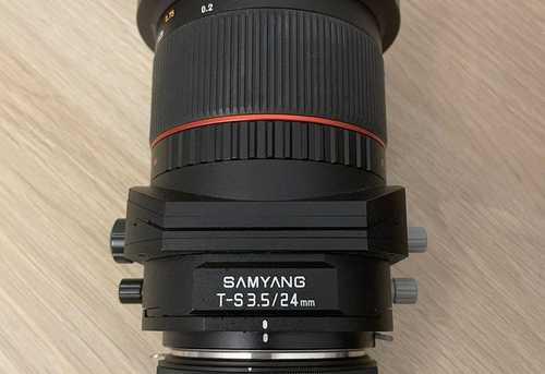 Объектив samyang ts 24/3.5 + переходник nikon