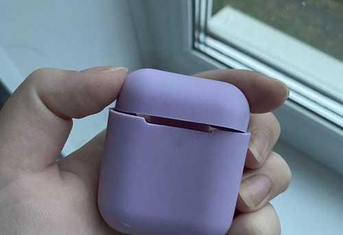Чехол светло фиолетовый на наушники airpods 1, 2