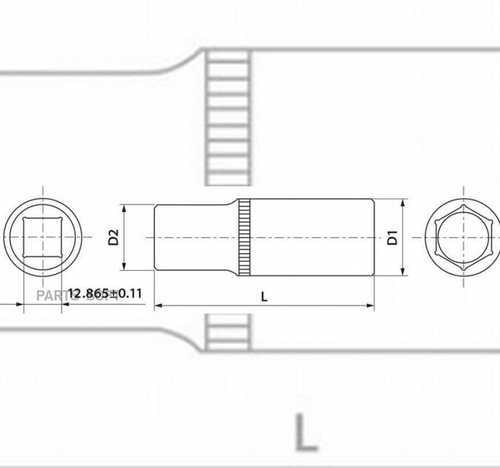 Thorvik FS11215 Головка торцевая глубокая 1/2"DR 15 мм