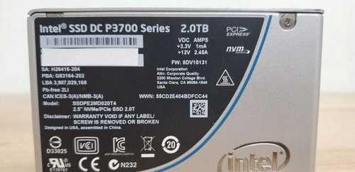 Новый SSD pcie Intel P3700 DC 1.6 hhhl