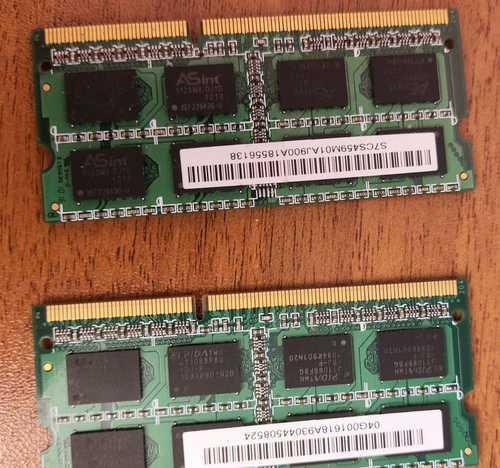 Ноутбучная DDR3 ASint 2Gb + 2Gb